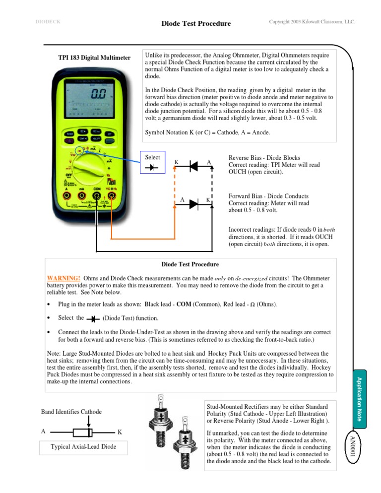 Diode Test Procedure | PDF | Diode | P–N Junction