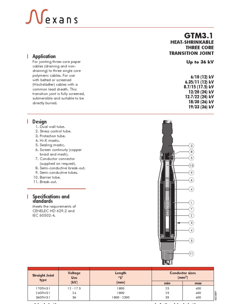 22kV Heat Shrink MV Transition Cable Joints For 3C PILC To 3 Single ...