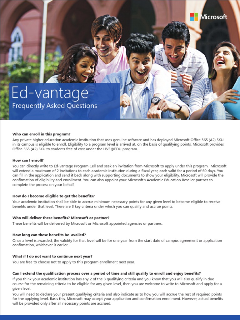Ed-Vantage: Frequently Asked Questions | PDF | Office 365 | Internship