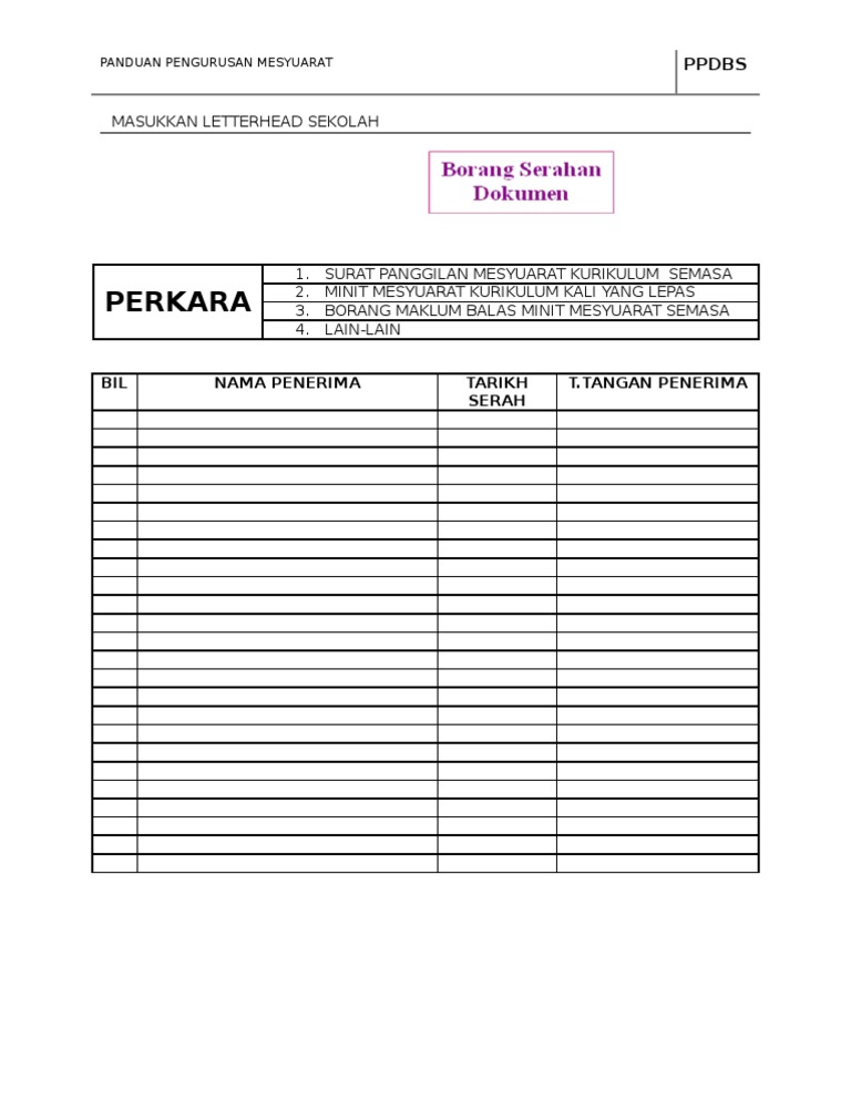 Borang Serahan Dokumen | PDF
