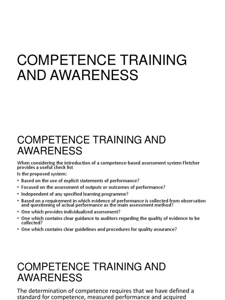 Competence Training and Awareness | PDF