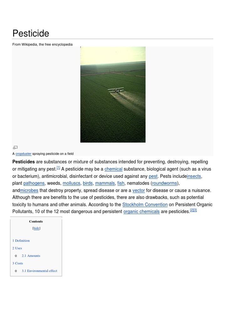 Pesticide: From Wikipedia, The Free Encyclopedia | PDF | Pesticide ...