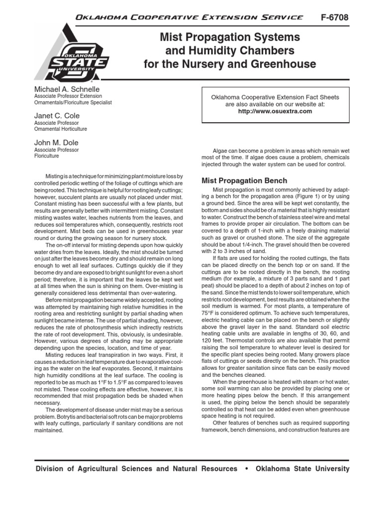 Mist Propagation for Horticulturists | PDF | Greenhouse | Soil