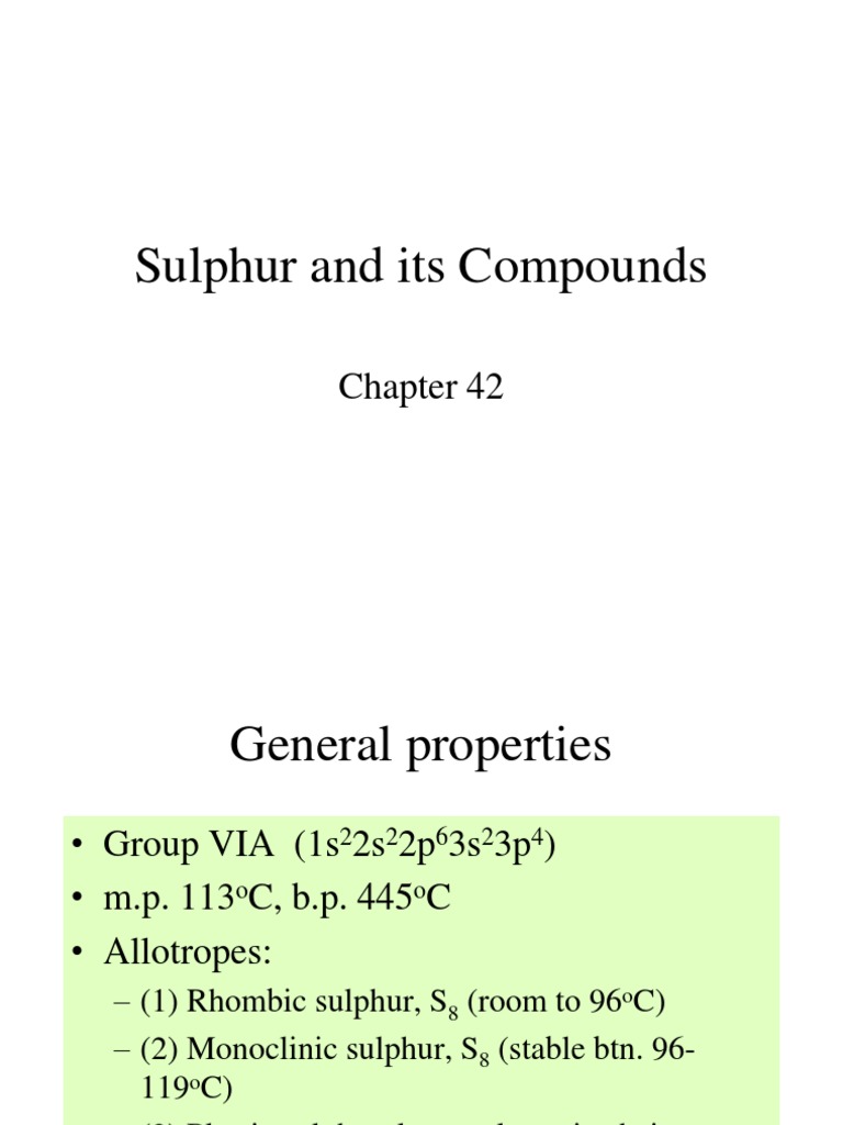 Sulphur and Its Compounds | Sulfuric Acid | Sulfur