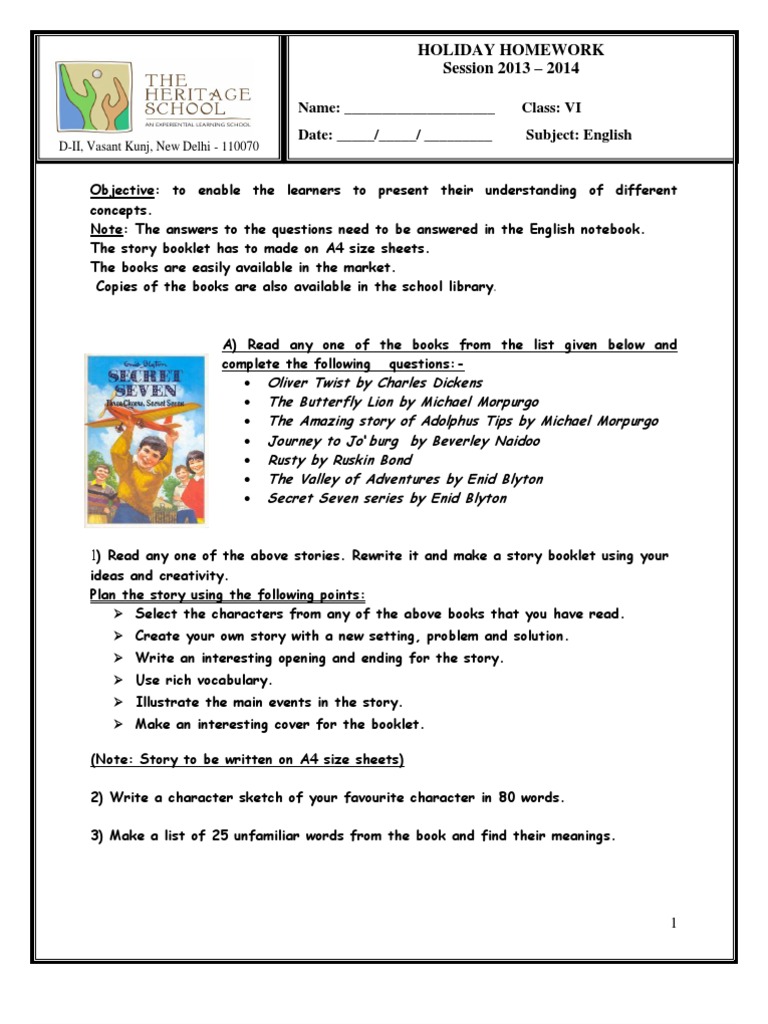 Name: - Class: VI Date: - / - / - Subject: English | PDF