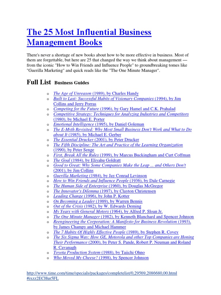 Top 25 Business Management Books | PDF