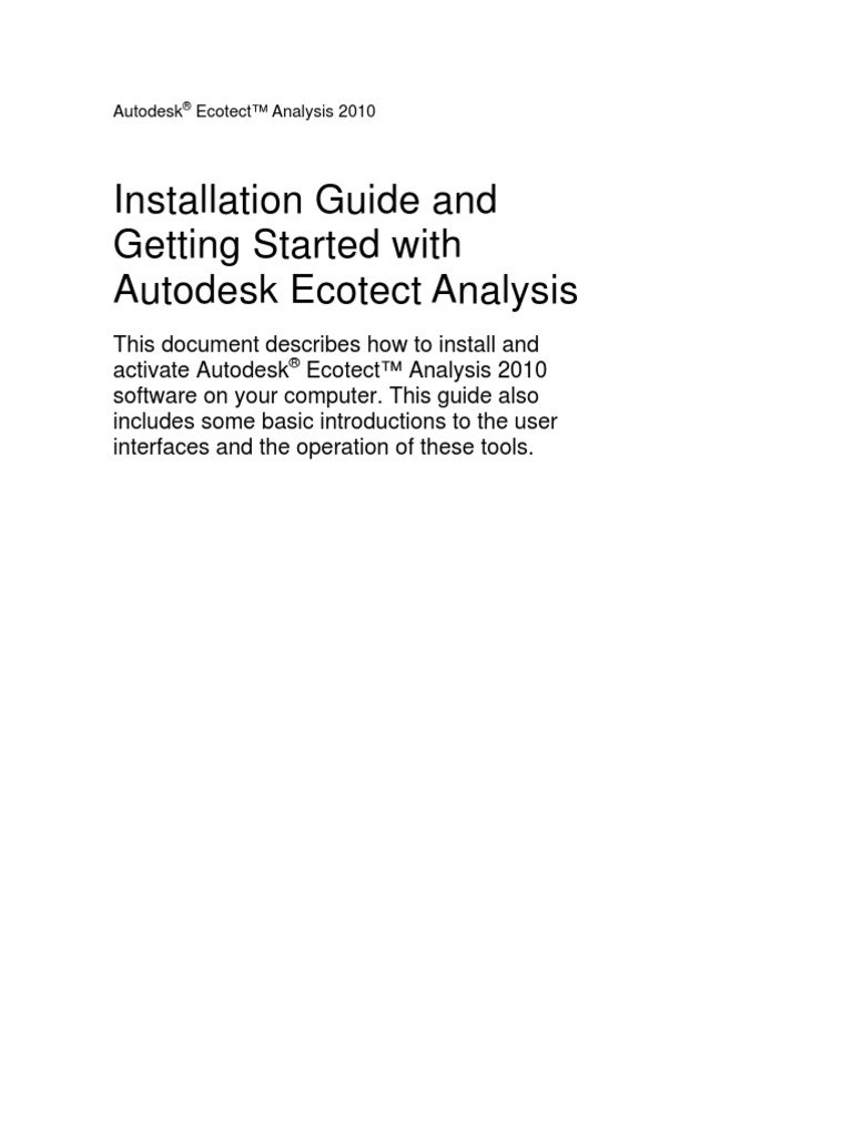 Autodesk Ecotect Analysis 2010 Installation and Getting Started | PDF | Installation (Computer ...