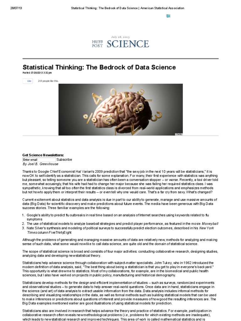 Statistical Thinking - The Bedrock of Data Science - American ...