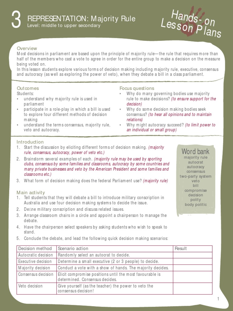 Majority Rule | PDF | Consensus Decision Making | Veto