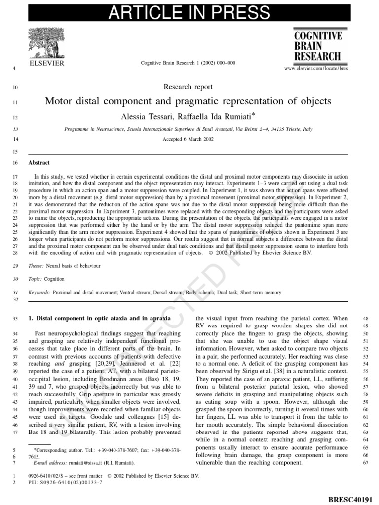 Uncorrected Proof: Article in Press | PDF | Experiment | Animal Anatomy