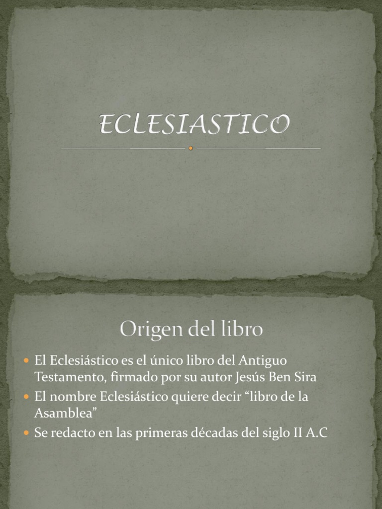 Eclesiastico | PDF | Religión y creencia | Biblia