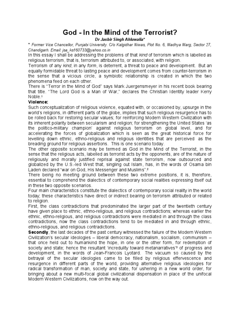 God - in The Mind of The Terrorist?: Violence | PDF