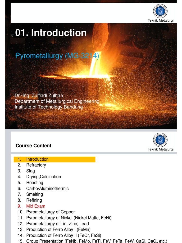 01 Pyrometallurgy Introduction | PDF | Metallurgy | Building Materials