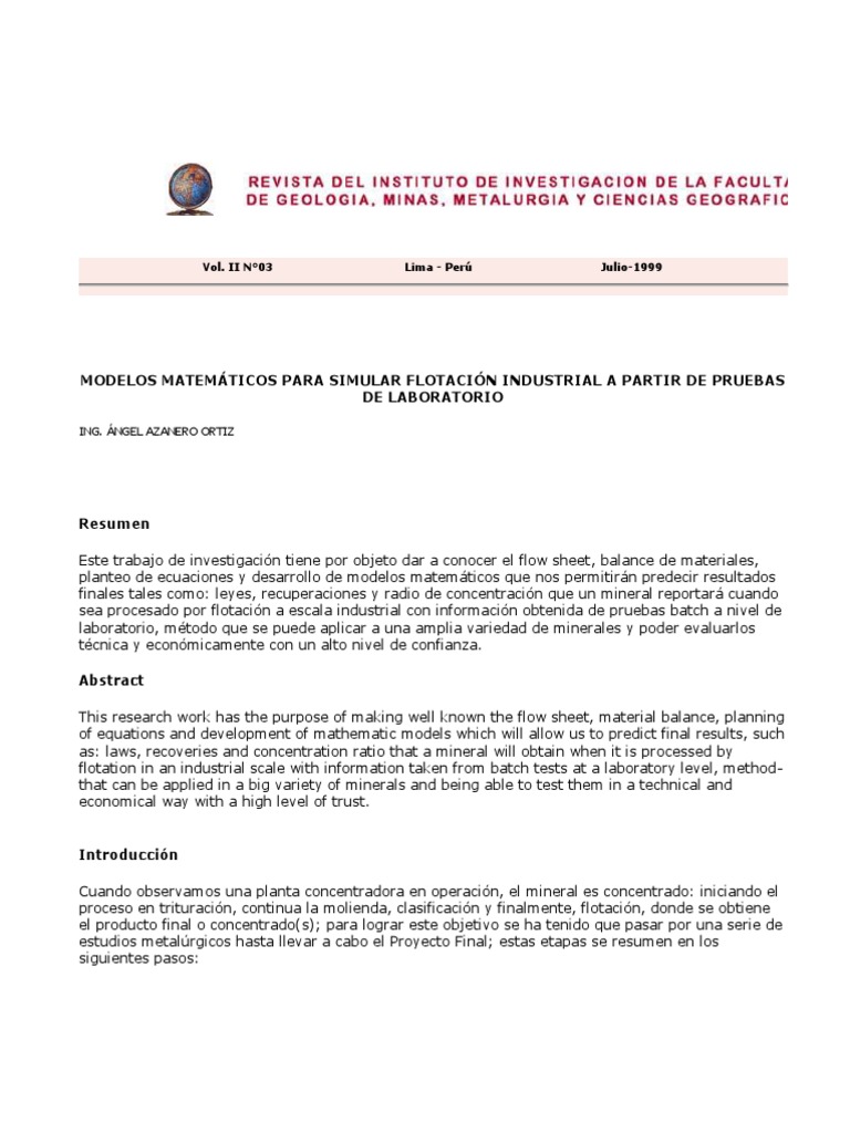 Calculos Metalurgicos para Flotacion | PDF | Dirigir | Zinc