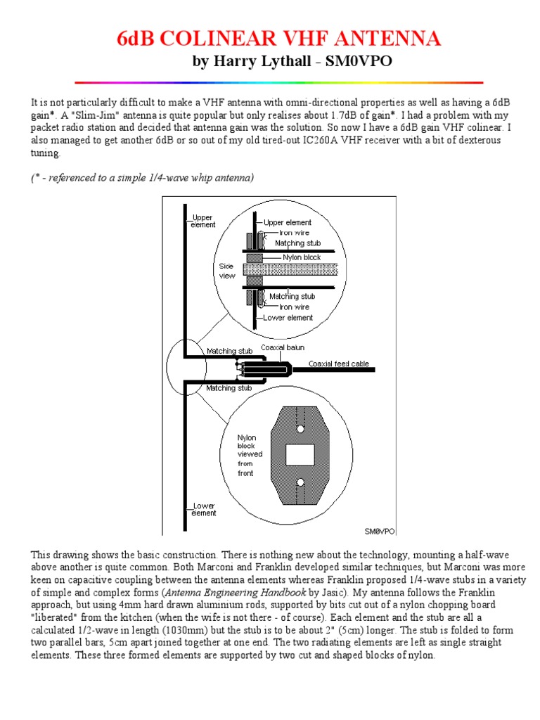 6db Colinear VHF Antenna | PDF | Antenna (Radio) | Electronic Engineering