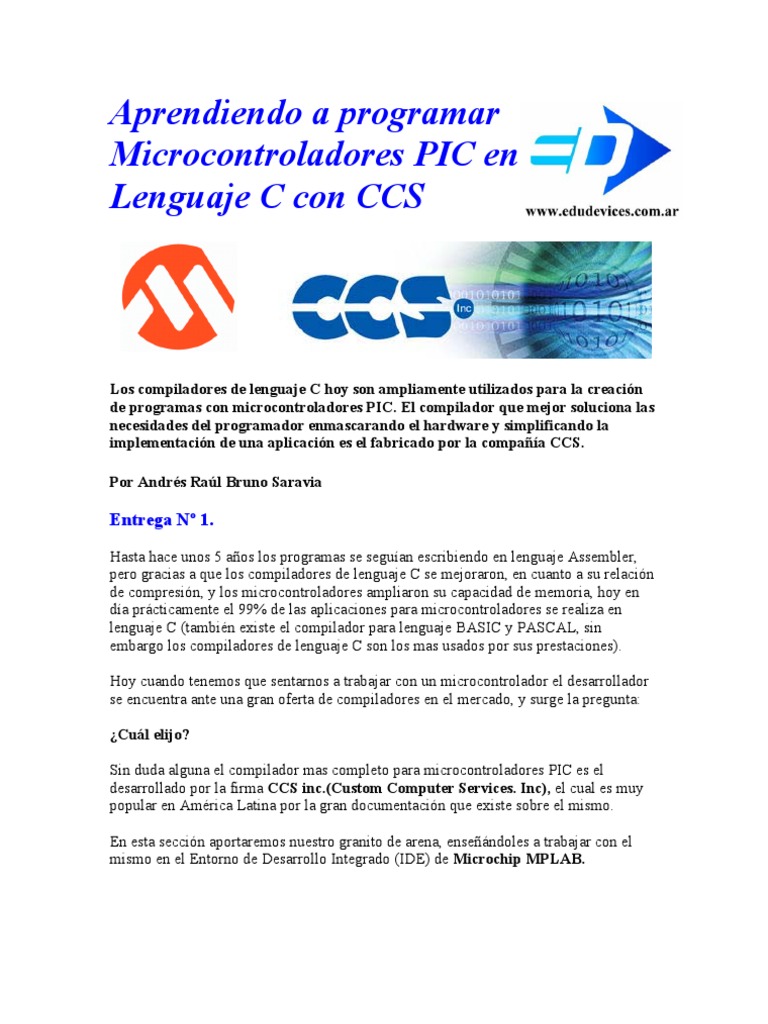 Programando PICs CCS 01 | PDF | Microcontrolador Pic | Microcontrolador