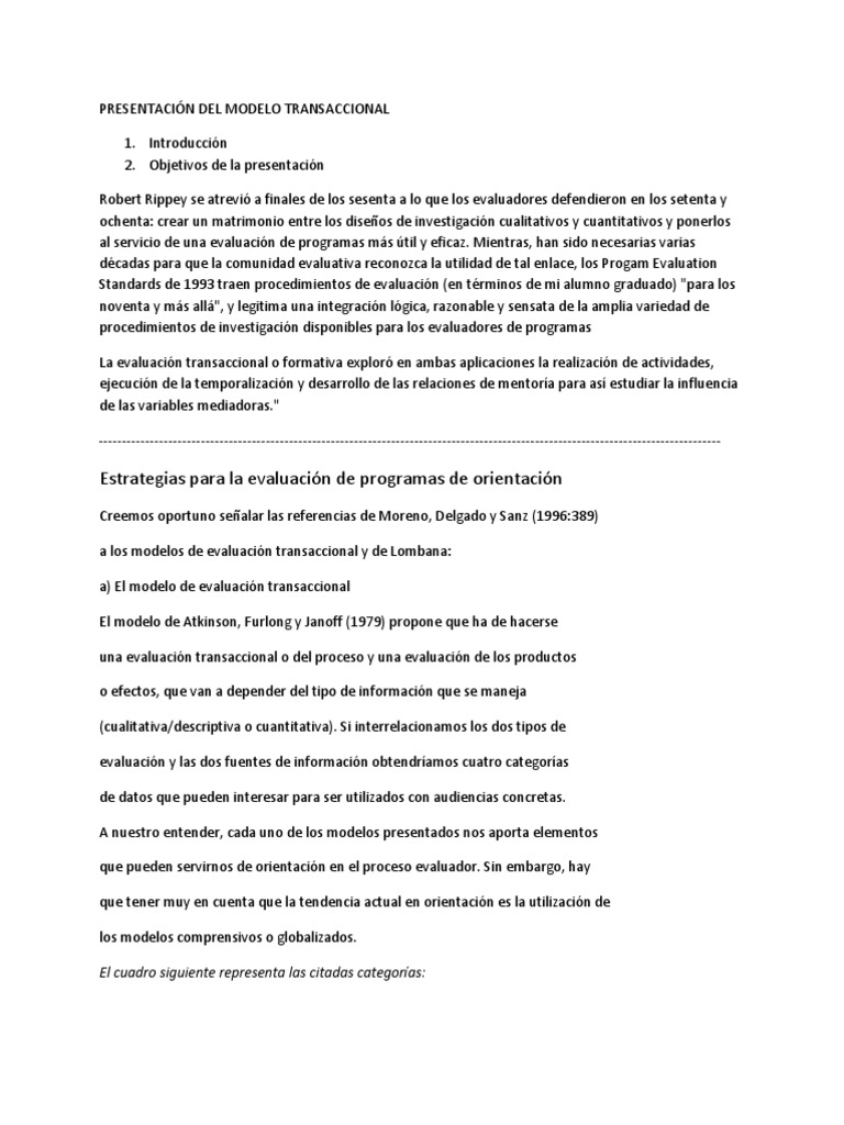Presentación Del Modelo Transaccional | PDF | Información | Ciencia ...