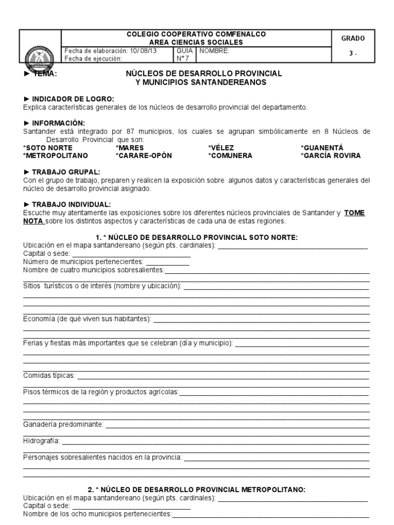 Núcleos de Desarrollo Provincial en Santander | PDF | Finanzas y dinero ...