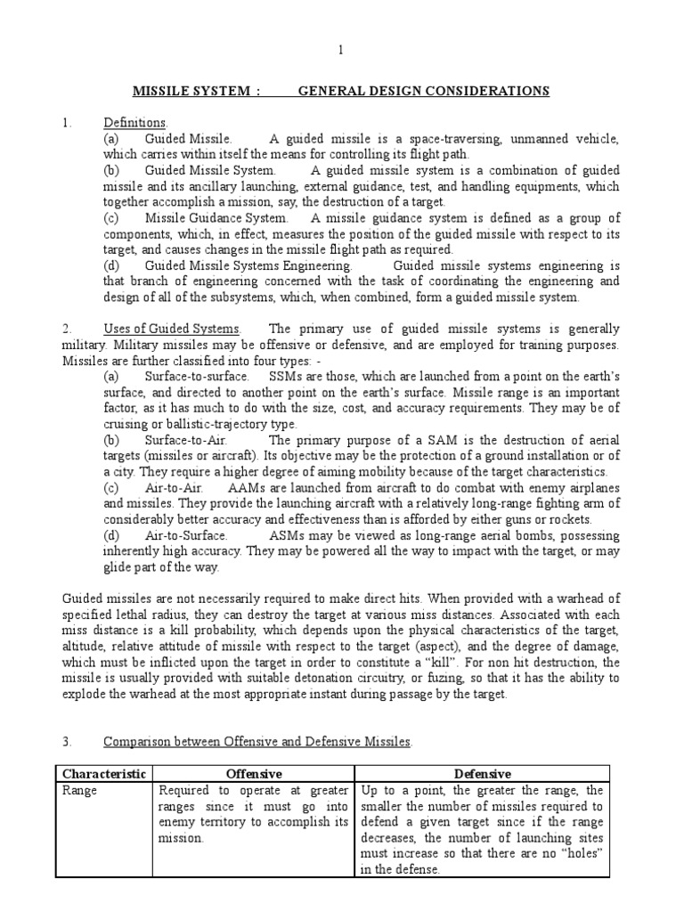 Missile System Design | Download Free PDF | Missile | Guidance System