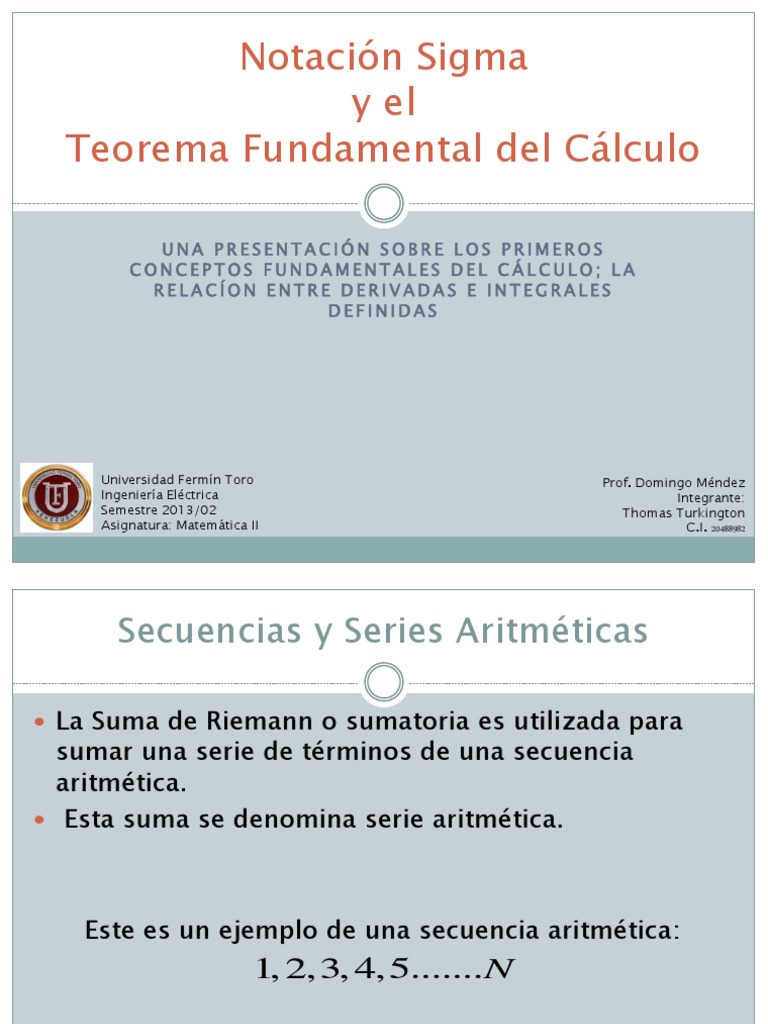 Notacion Sigma y El Teorema Fundamental Del Cálculo | PDF | Integral ...