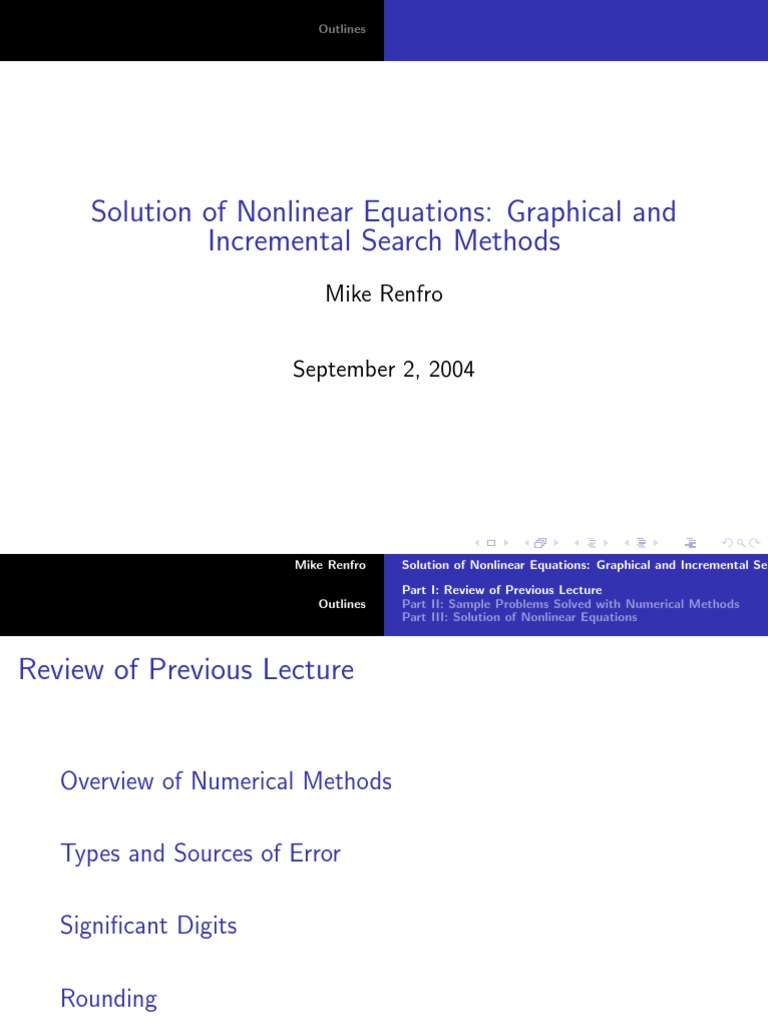 Solution of Nonlinear Equations: Graphical and Incremental Search ...