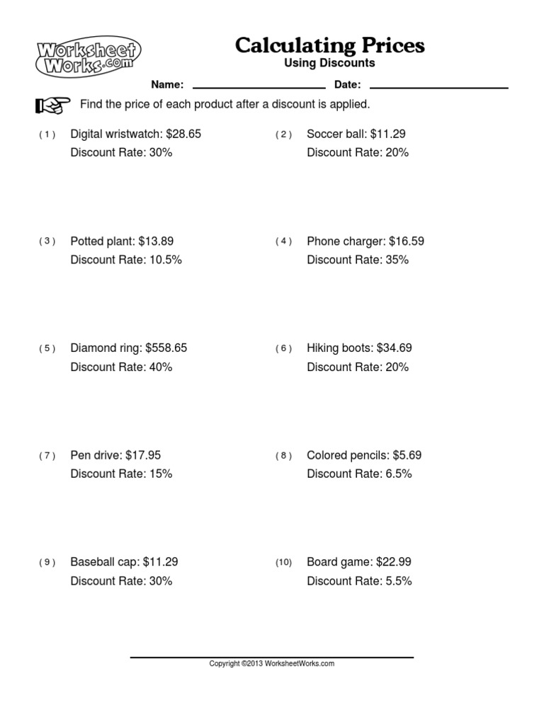 Worksheet Works Calculating Prices 1 | PDF