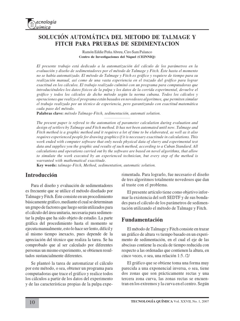 Metodo de Talmage y Fitch - Sedimentación | PDF | Cálculo | Curva