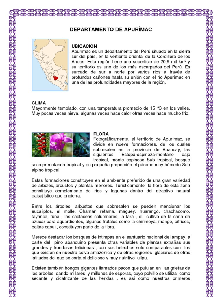 Departamento de Apurímac | Descargar gratis PDF | Zona tropical | Aves