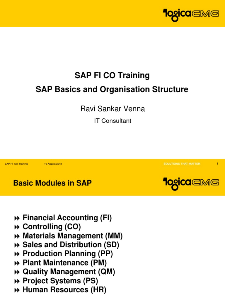 Sap Basics and Organisation Structure | PDF