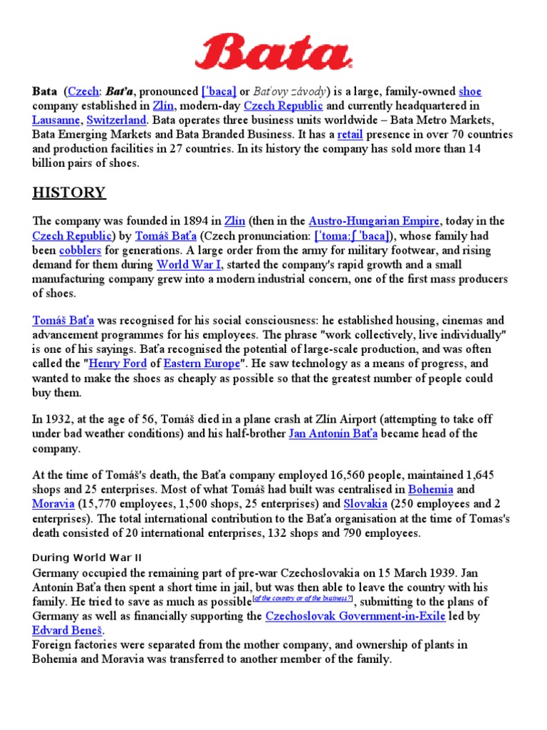 History: Bata ( | Download Free PDF | Economies | Business (General)