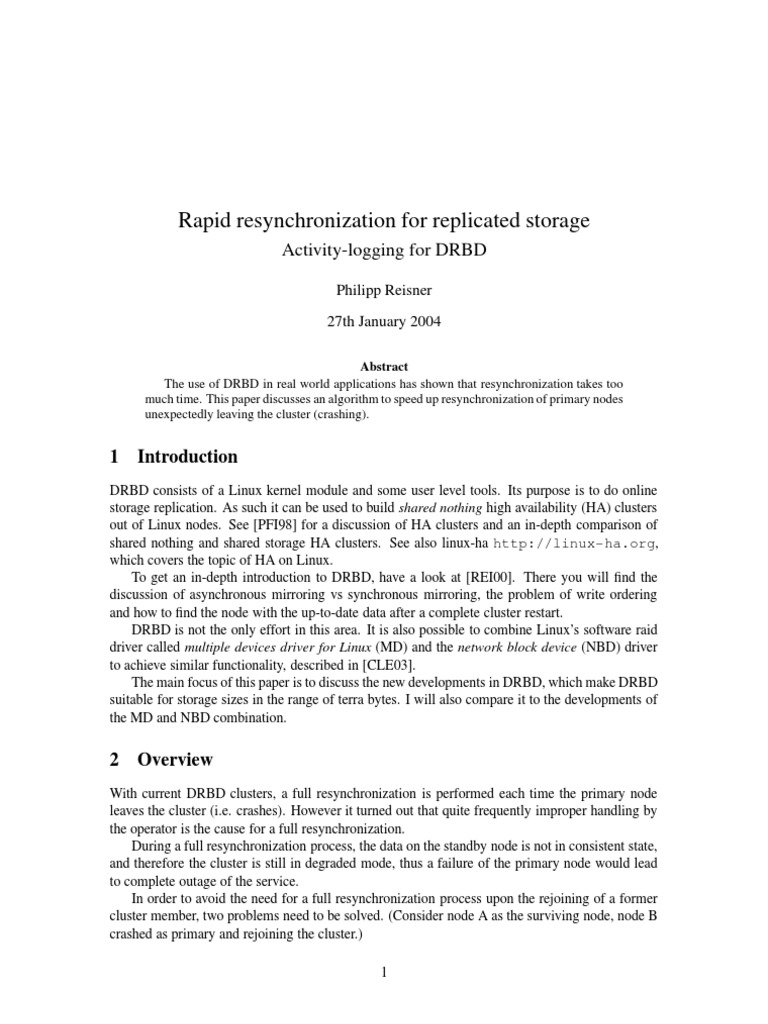 DRBD Activity Logging v6 | PDF | Computer Cluster | Data