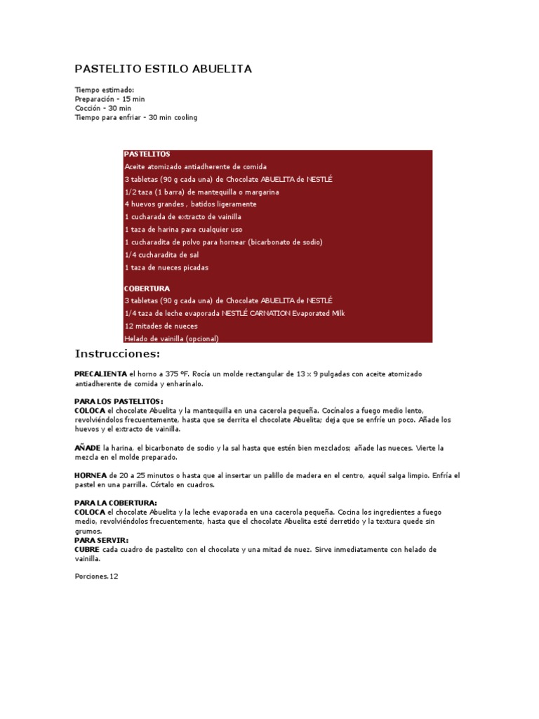 Recetas de La Abuelita y de Fiorelo | PDF | Crema | Tarta de queso