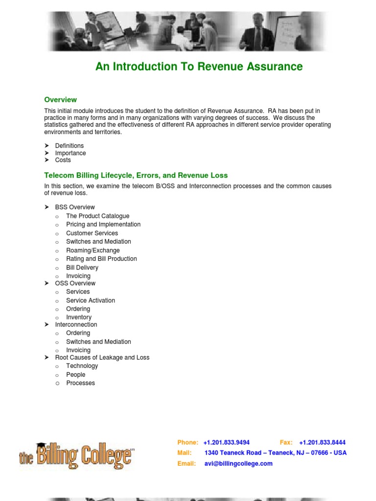 An Overview of Revenue Assurance: Definitions, Causes of Revenue Loss ...