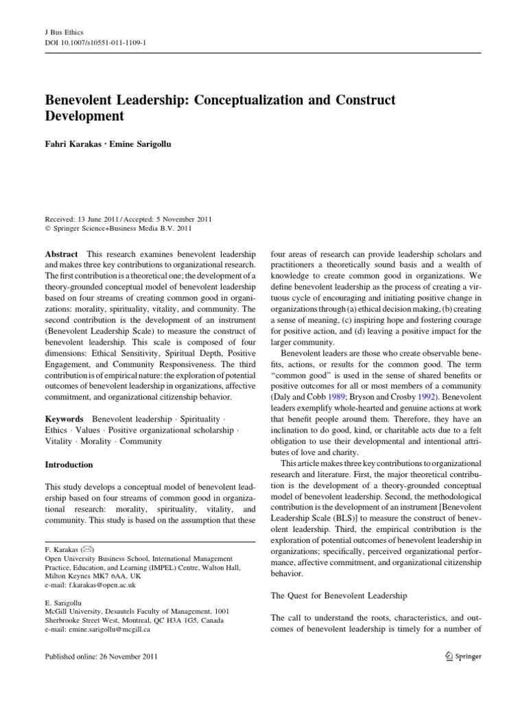 Article Benevolent Leadership | PDF | Factor Analysis | Leadership