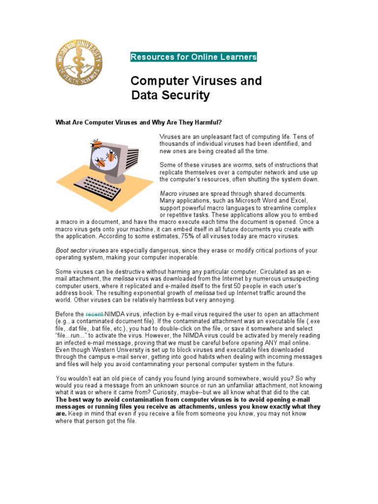 Computer Viruses and Data Security: Resources For Online Learners | PDF ...