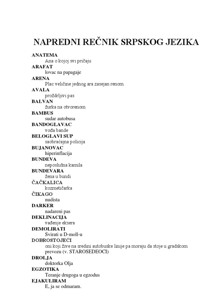 Napredni Recnik Srpskog | PDF