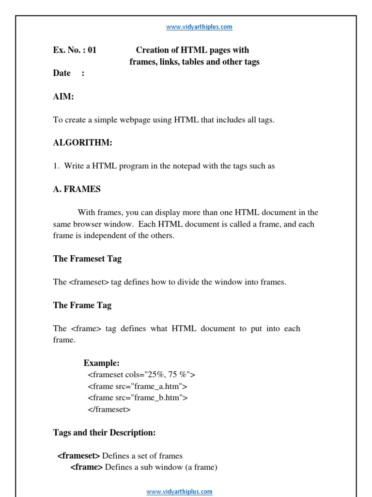 WEB TECH Lab Manual | PDF | Html Element | Hyperlink