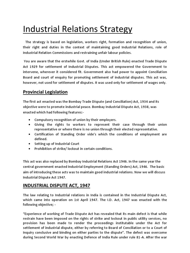 Industrial Relations Strategy | PDF | Strike Action | Arbitration