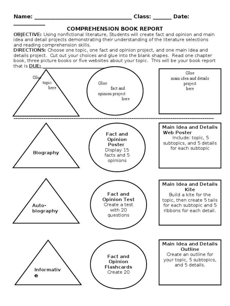 Name: - Class: - Date: - Comprehension Book Report | PDF