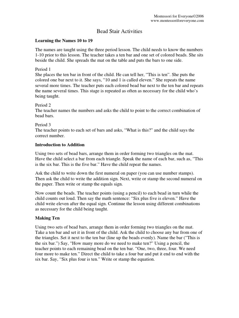 Bead Stair Activities | PDF | Teaching Mathematics