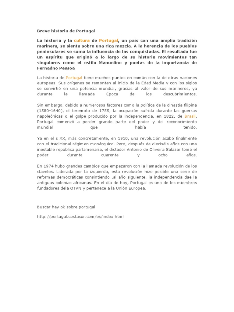 Breve Historia de Portugal - Exposicion | PDF | Portugal | Lisboa