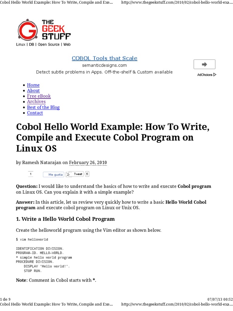 Cobol Install | Download Free PDF | Linux | Computer Programming Cobol Install | Download Free PDF | Linux | Computer Programming