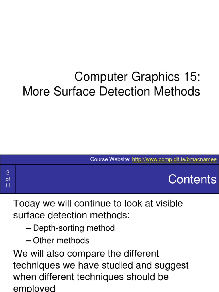 Computer Graphics 15: More Surface Detection Methods: Course Website | PDF | Graphics | Computer ...