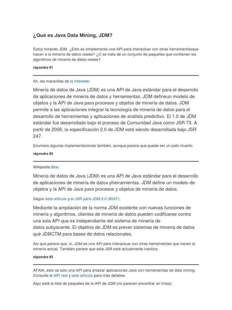 Qué Es Java Data Mining | PDF | Java (lenguaje de programación) | Procesamiento de datos