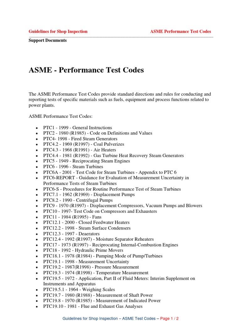 ASME Performance Test Codes | Download Free PDF | Steam Engine | Gas ...