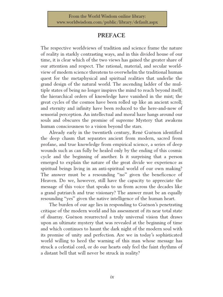 Preface - From Essential Guenon | PDF | Western Philosophy | Epistemology