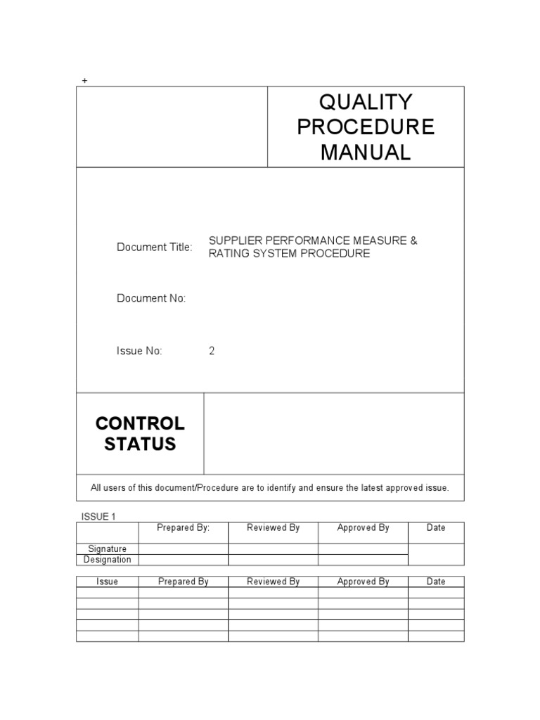 Supplier Performance Measure Rating System | PDF | Percentage | Parts ...