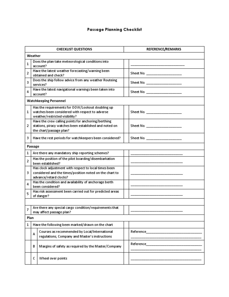Passage Planning Check List p3 | PDF