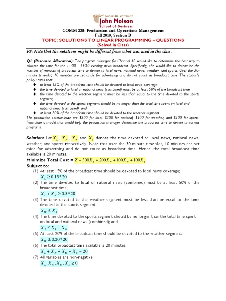 Linear Programming Questions With Solutions1 2 | PDF | Paper | Pulp (Paper)