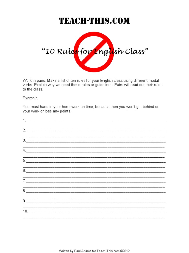 10 Rules For English Class | PDF | Career & Growth | Language Arts ...